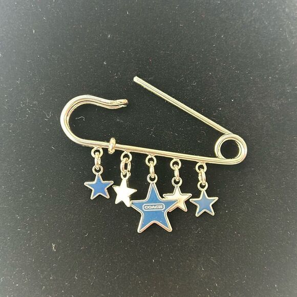 Coach | Accessories | Nwotcoach Blue White Star Safety Pin Brooch ...